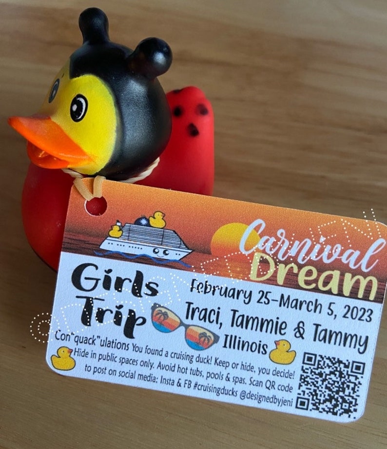 Cruise Card Duck Tag/cruising Ducks Custom Tag - Etsy