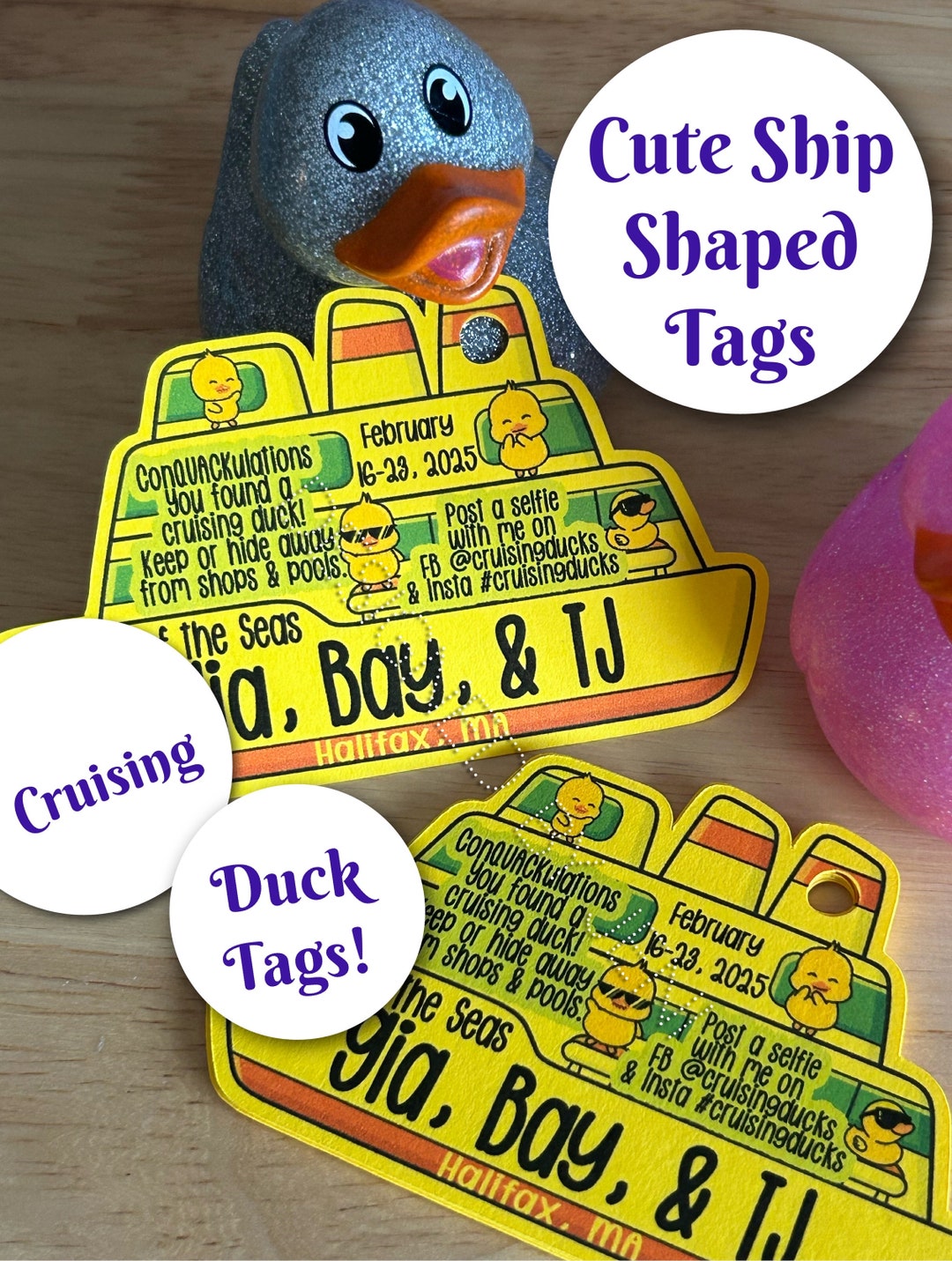 Cruising Ducks Cute Ship Personalized Tags/ Cruising Duck Tags/ Custom ...