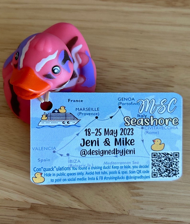 Cruise Card Duck Tag/cruising Ducks Custom Tag/cruise Card - Etsy