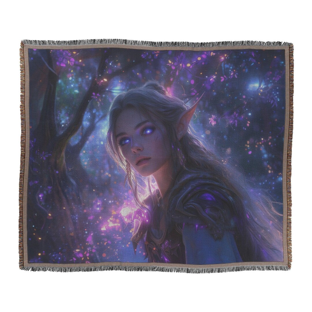 Night Elf Woven Throw Blanket Wow Fantasy Art Divine Alliance Female ...