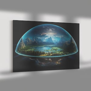 Biblical Flat Earth With Firmament Dome Christian Rectangle Canvas Wall ...