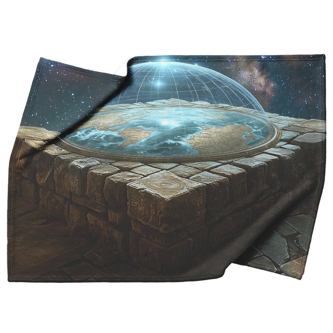 Flat Earth With Firmament on Hieroglyph Carved Stone Bricks Starry ...