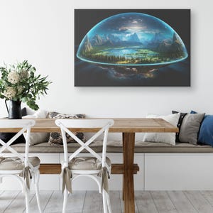 Biblical Flat Earth With Firmament Dome Christian Rectangle Canvas Wall ...