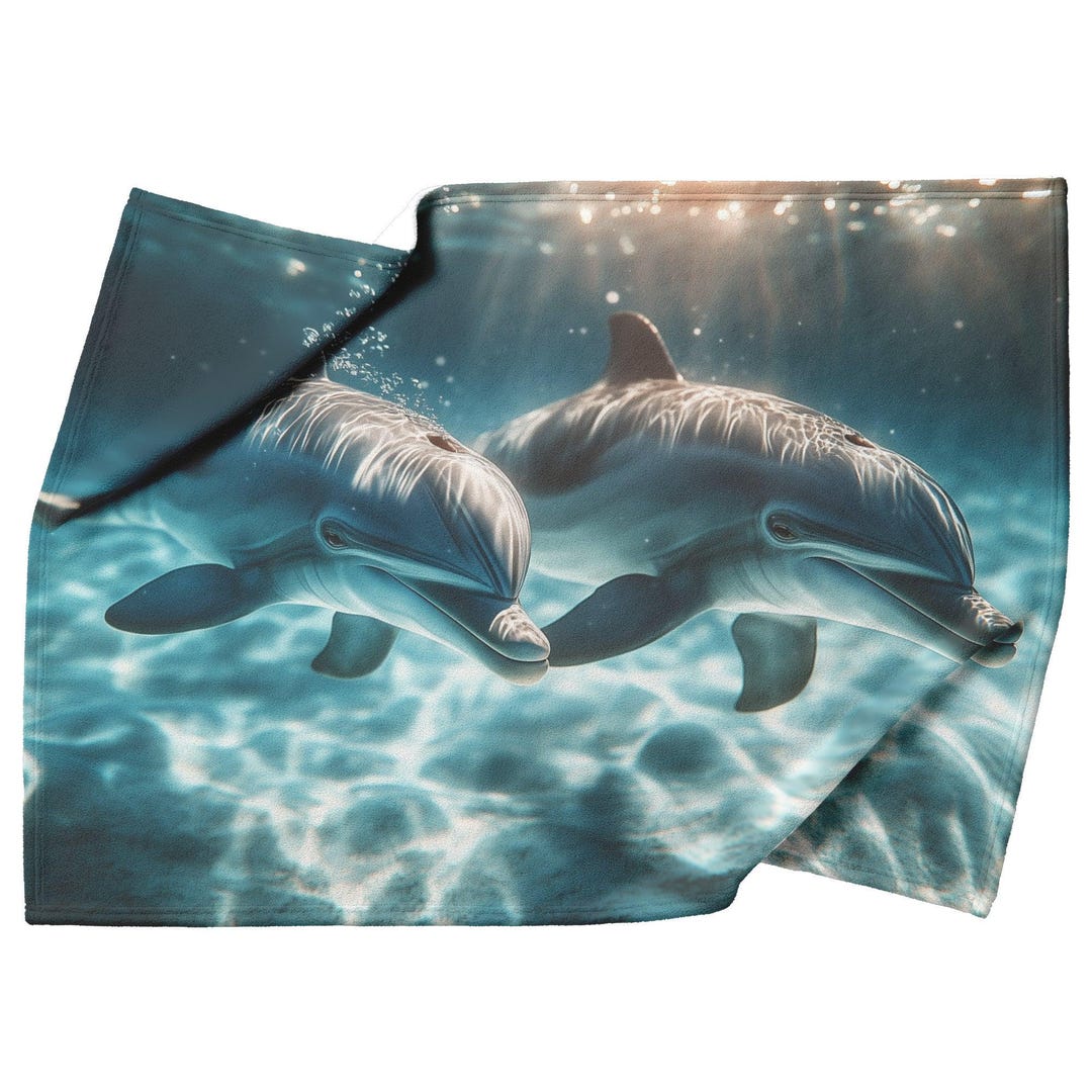 Dolphin Family Fleece Blanket, Crystal Ocean Sherpa Blanket - Etsy