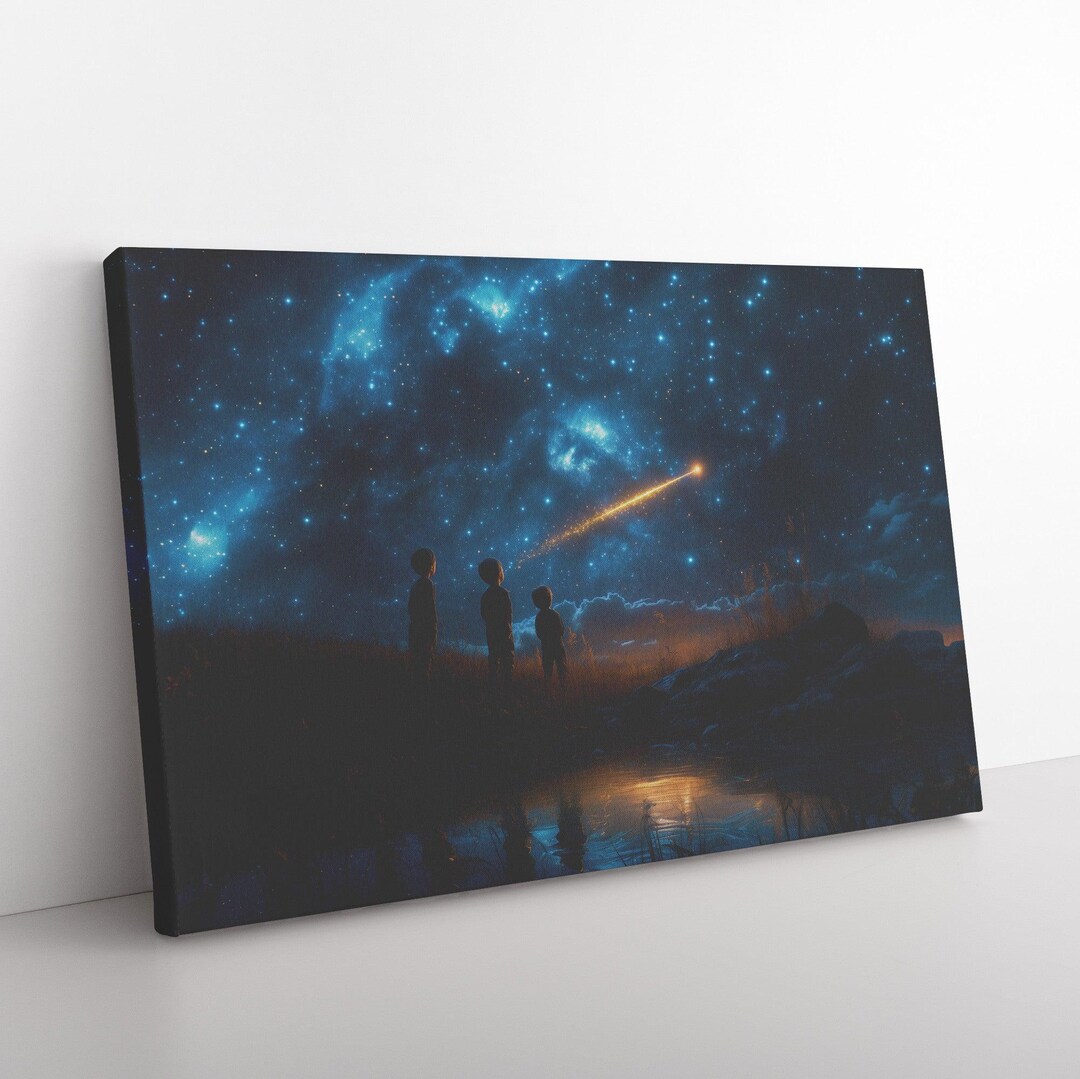 Children Gazing at Shooting Star Under Heavenly Night Sky Christian ...