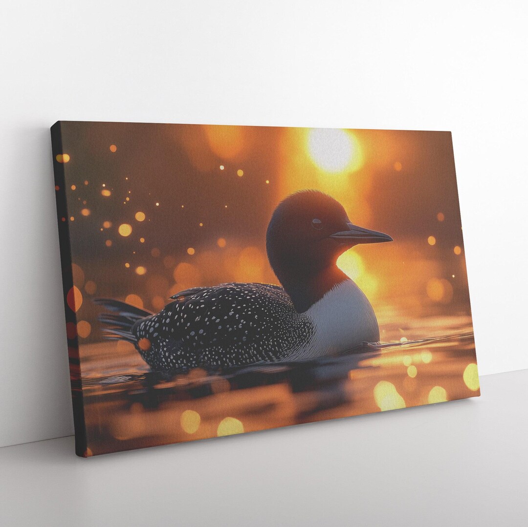 Serene Silhouette of Adult Loon on Calm Waters at Sunset Christian ...