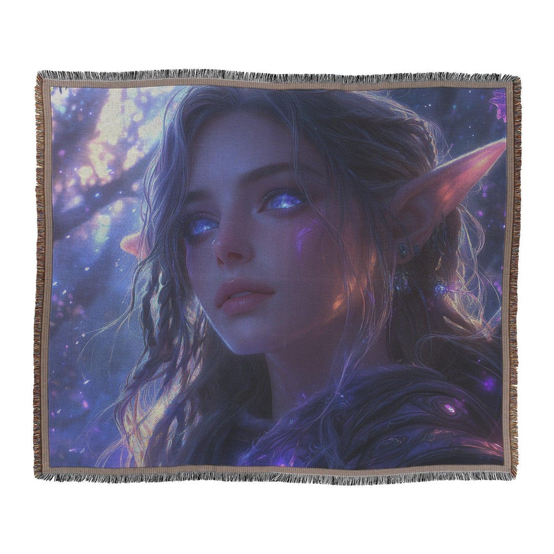 Divine Holy Female Night Elf Woven Throw Blanket Wow Fantasy Art ...