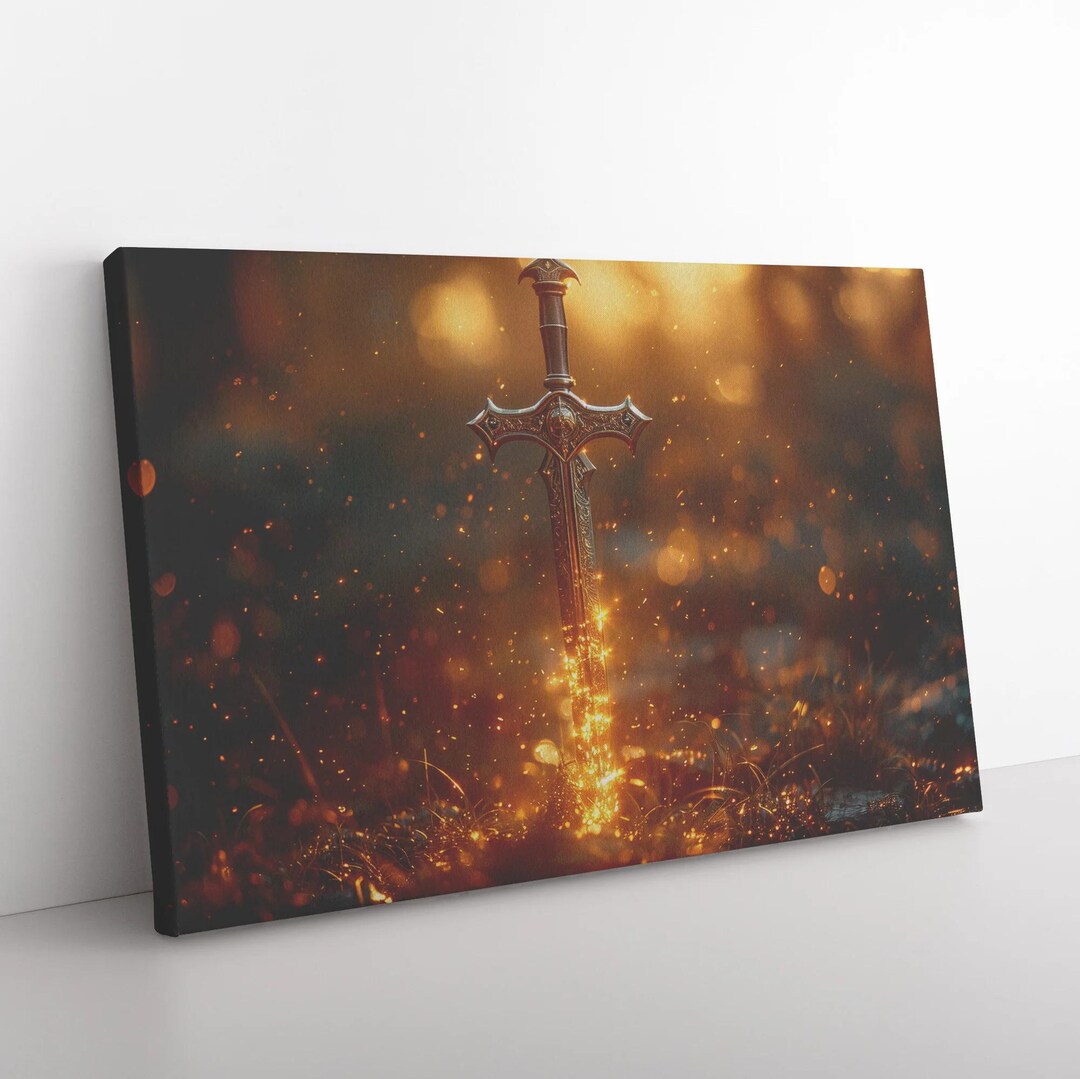 Golden Sword of Righteousness Canvas Wall Art – Christian Home Decor - Etsy