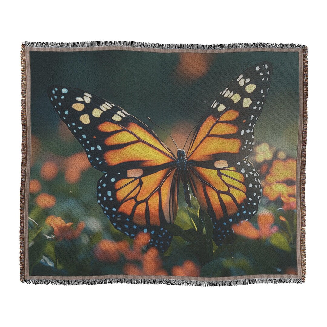 Vibrant Monarch Butterflies in Flight Cozy Woven Throw Blanket - Etsy