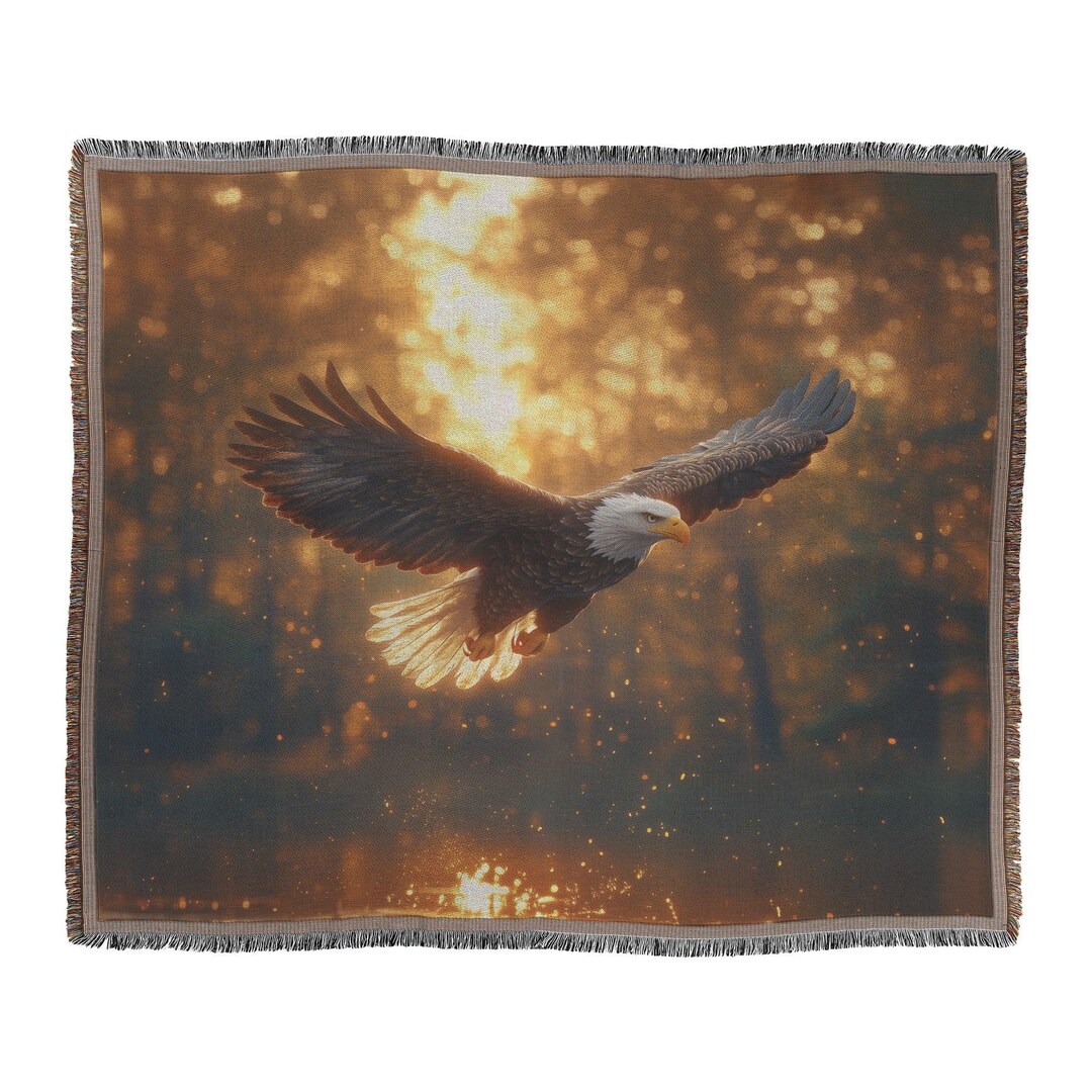 Majestic Bald Eagle Soaring Over Water Christian Throw Blanket Cozy ...