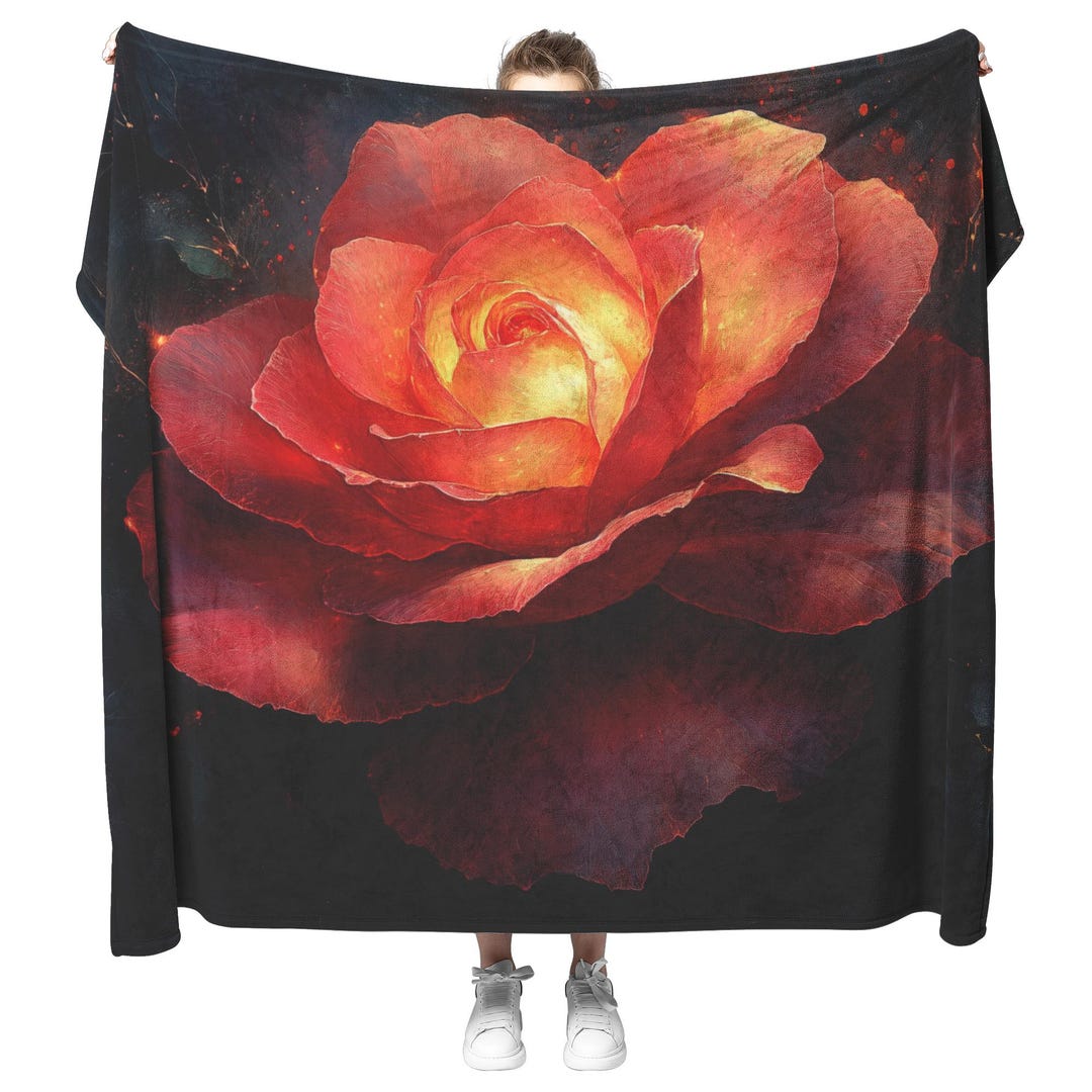 Dynamic Rose Pattern With Radiant Red Petals Glowing on Bold Black ...