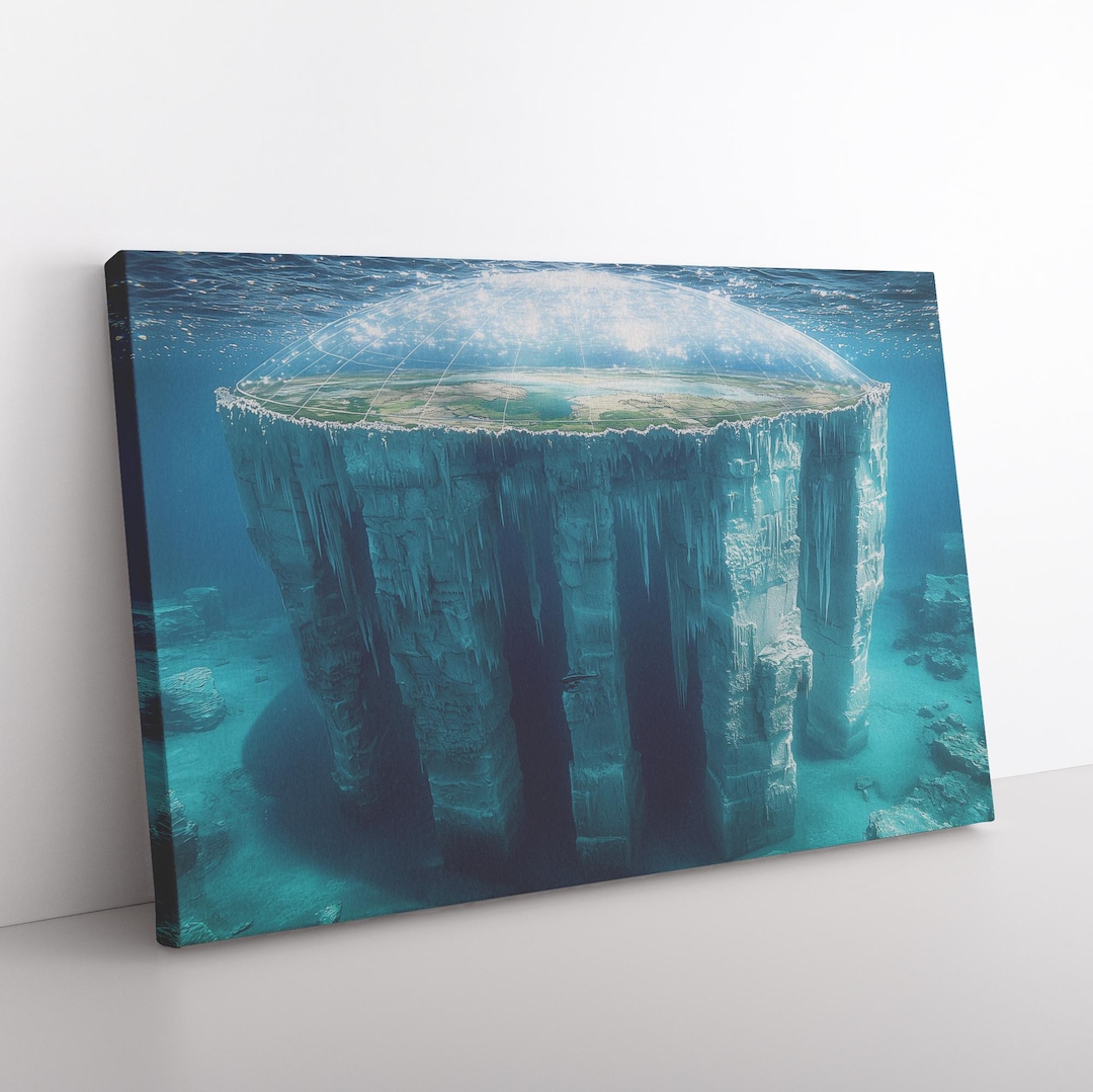 Biblical Flat Earth Submerged in Deep Blue Water With Glowing Firmament ...