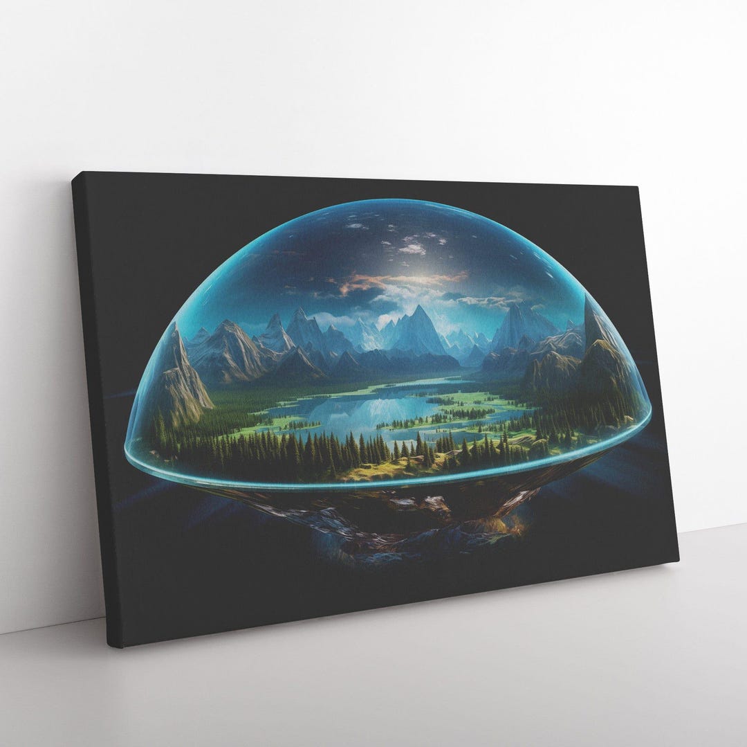 Biblical Flat Earth With Firmament Dome Christian Rectangle Canvas Art ...