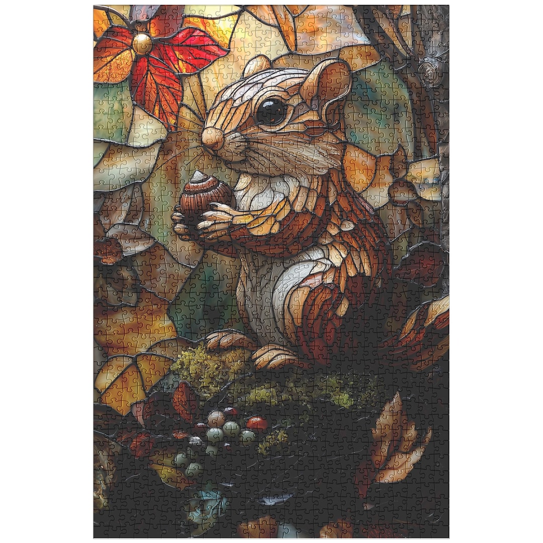 Chipmunk Stained Glass Style 1014-piece Jigsaw Puzzle - Etsy