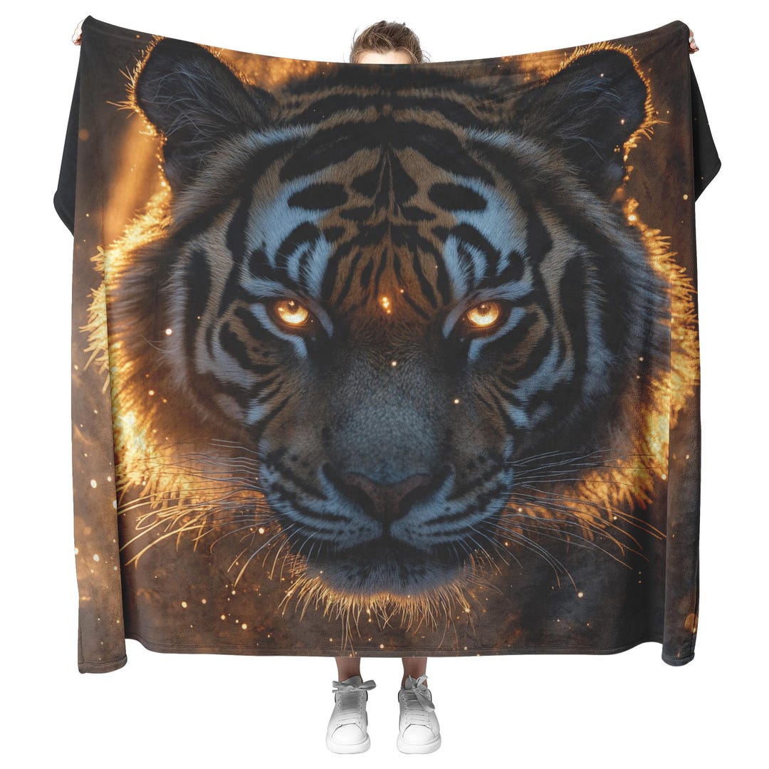 Glowing Tiger Print With Monochromatic Gray and Black Tones Surrounded ...