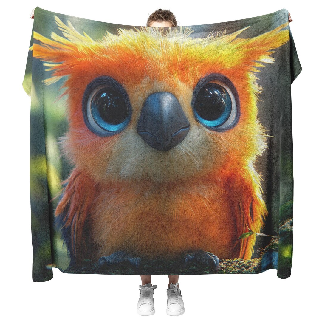 Vibrant Orange Parrot Perched on Ancient Tree Cozy Sherpa Fleece ...