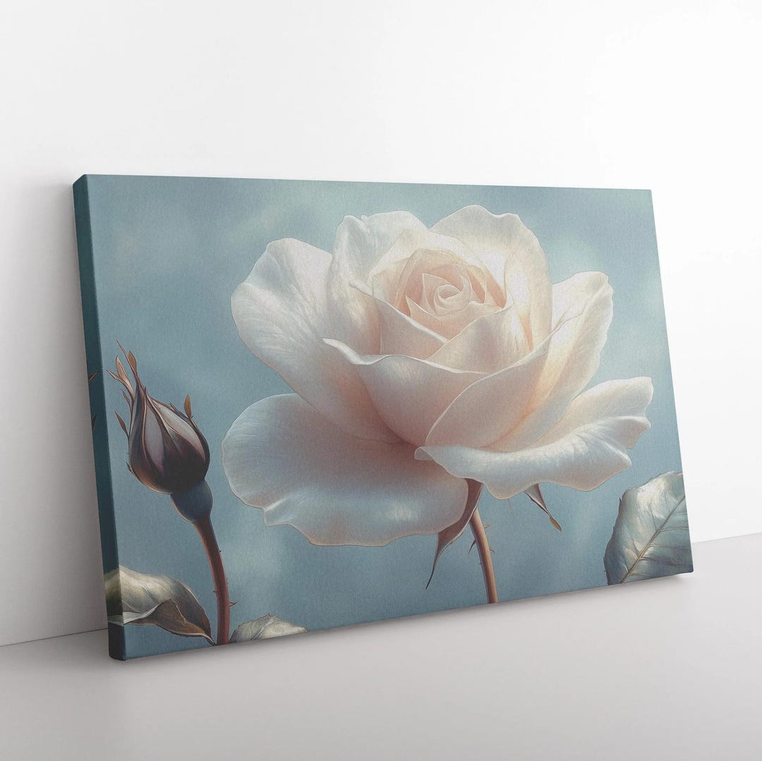 Elegant White Rose of Purity in Divine Light Christian Canvas Wall Art ...