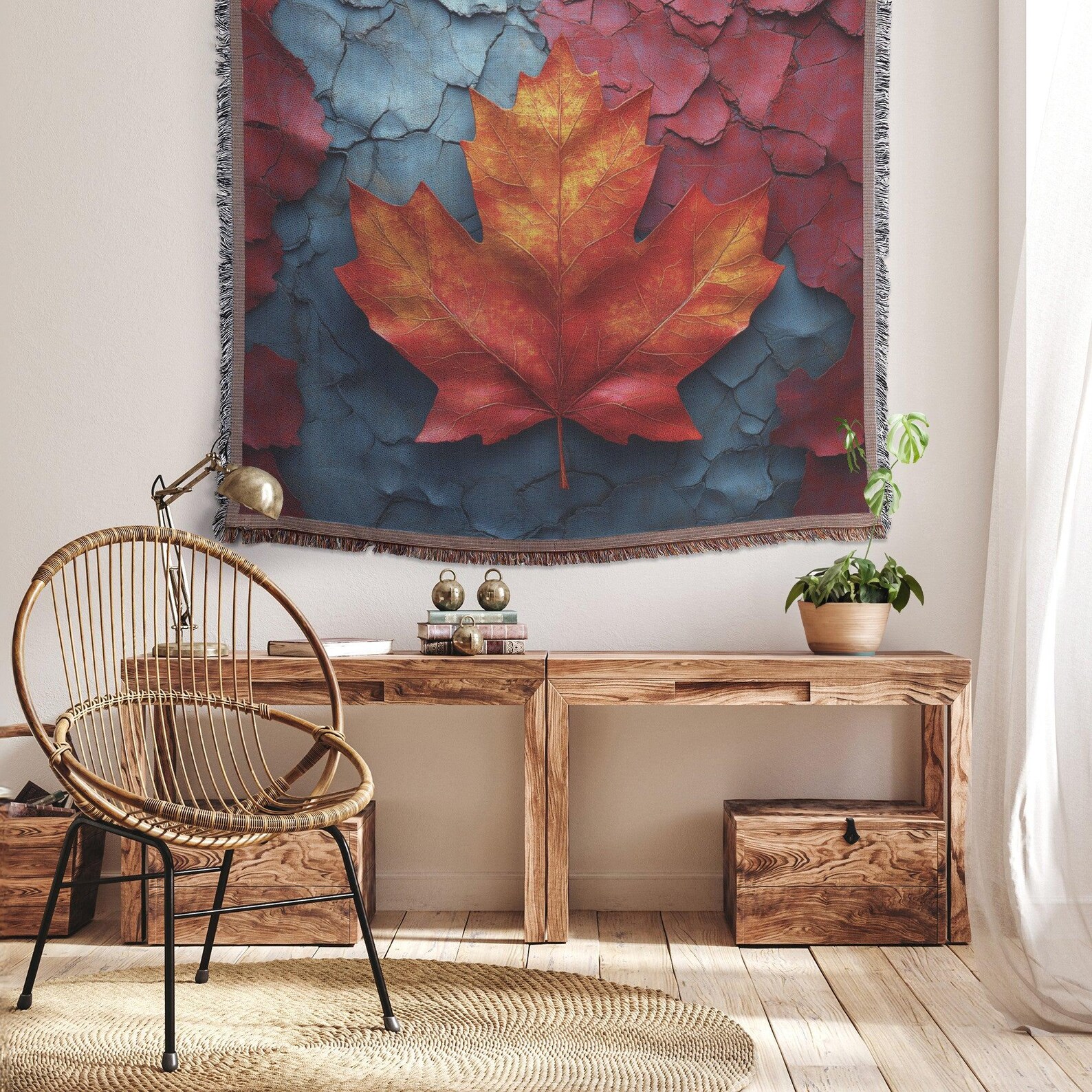 Vibrant Canadian Maple Leaf Abstract Art on Cracked Background Cozy ...