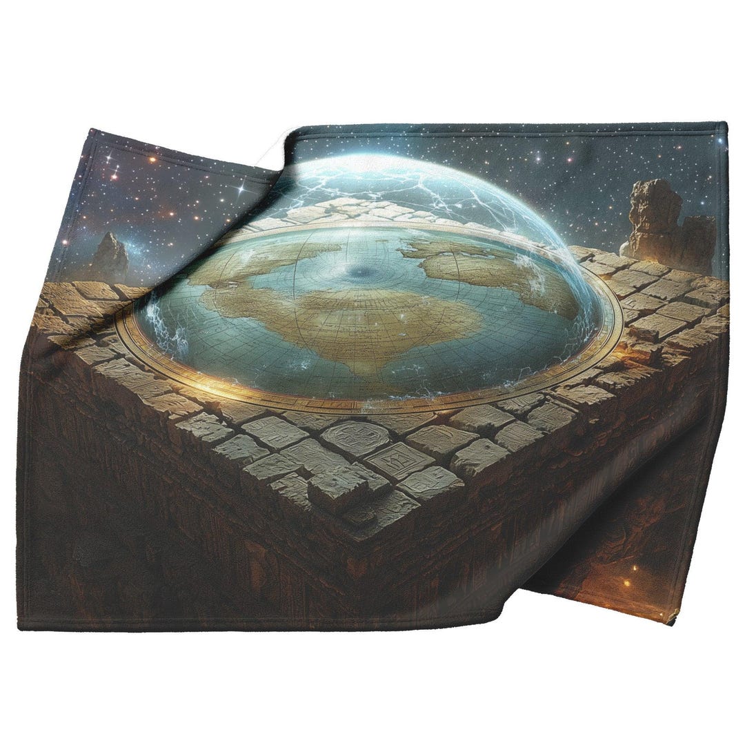 Flat Earth Firmament on Stone Bricks With Hieroglyphs and Starry Cosmos ...