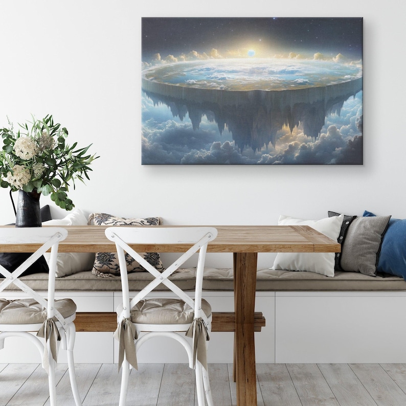 Flat Earth With Firmament Resting on Giant Stone Structure With Starry ...