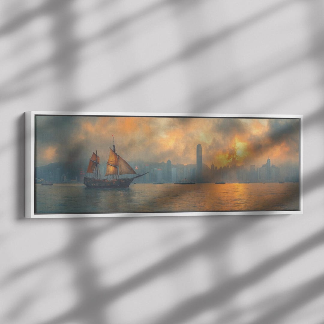 Nostalgic Skyline Hong Kong Vintage Ships Victoria Harbour Sepia Tones ...