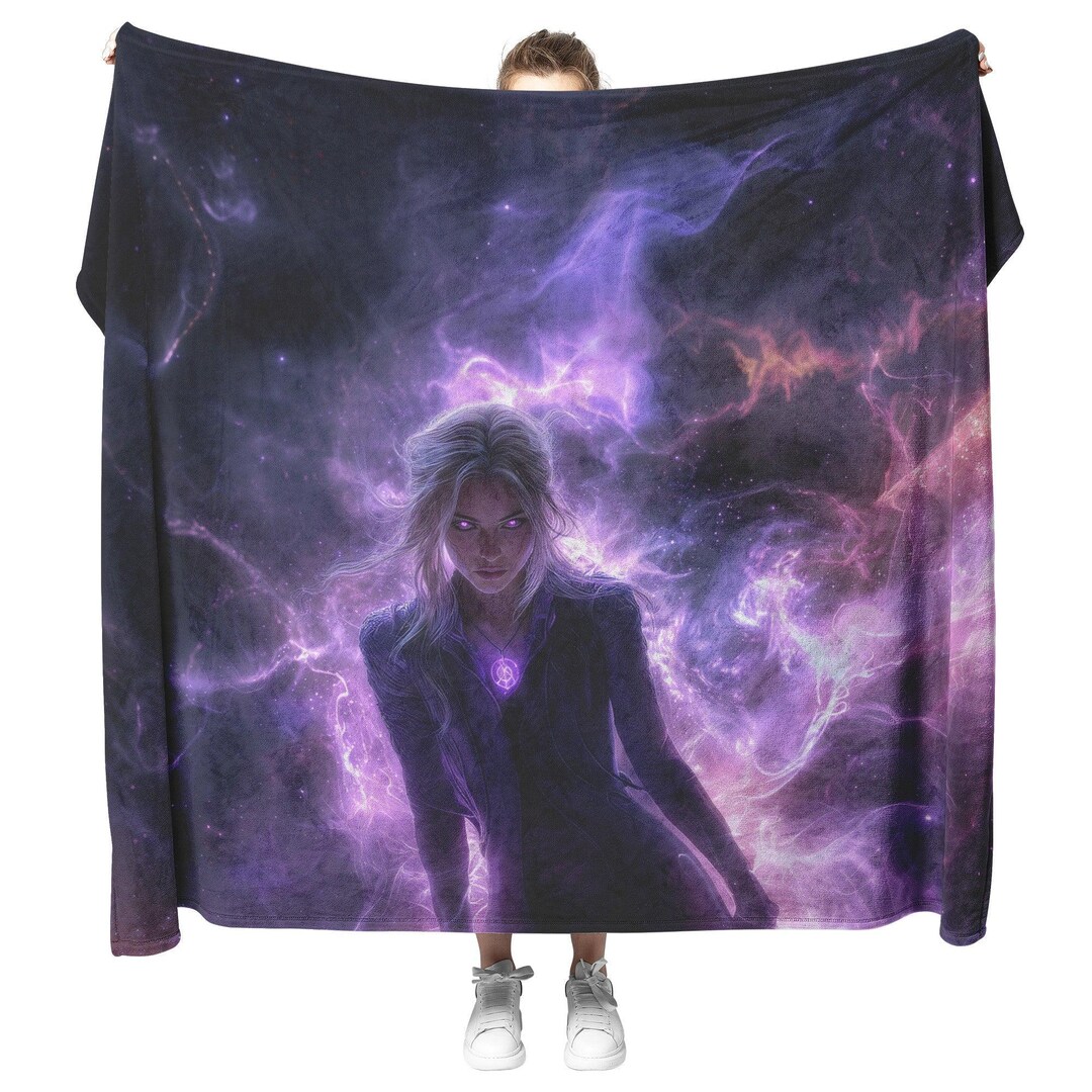 Blood Elf Mage Fleece Sherpa Blanket Purple Robes Cosmic Textures ...