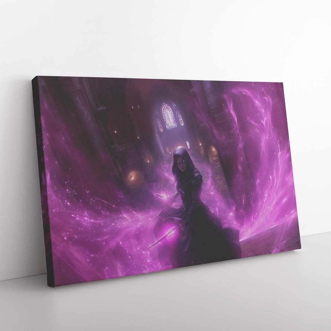 Female Night Elf Rogue Black Leather Armor Glowing Twin Daggers Purple ...