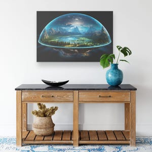 Biblical Flat Earth With Firmament Dome Christian Rectangle Canvas Wall ...