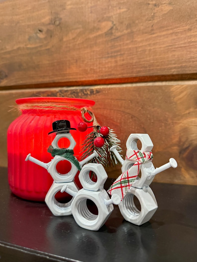 Welded Nut & Bolt Snowman Family | Rustic Christmas Decor - Etsy