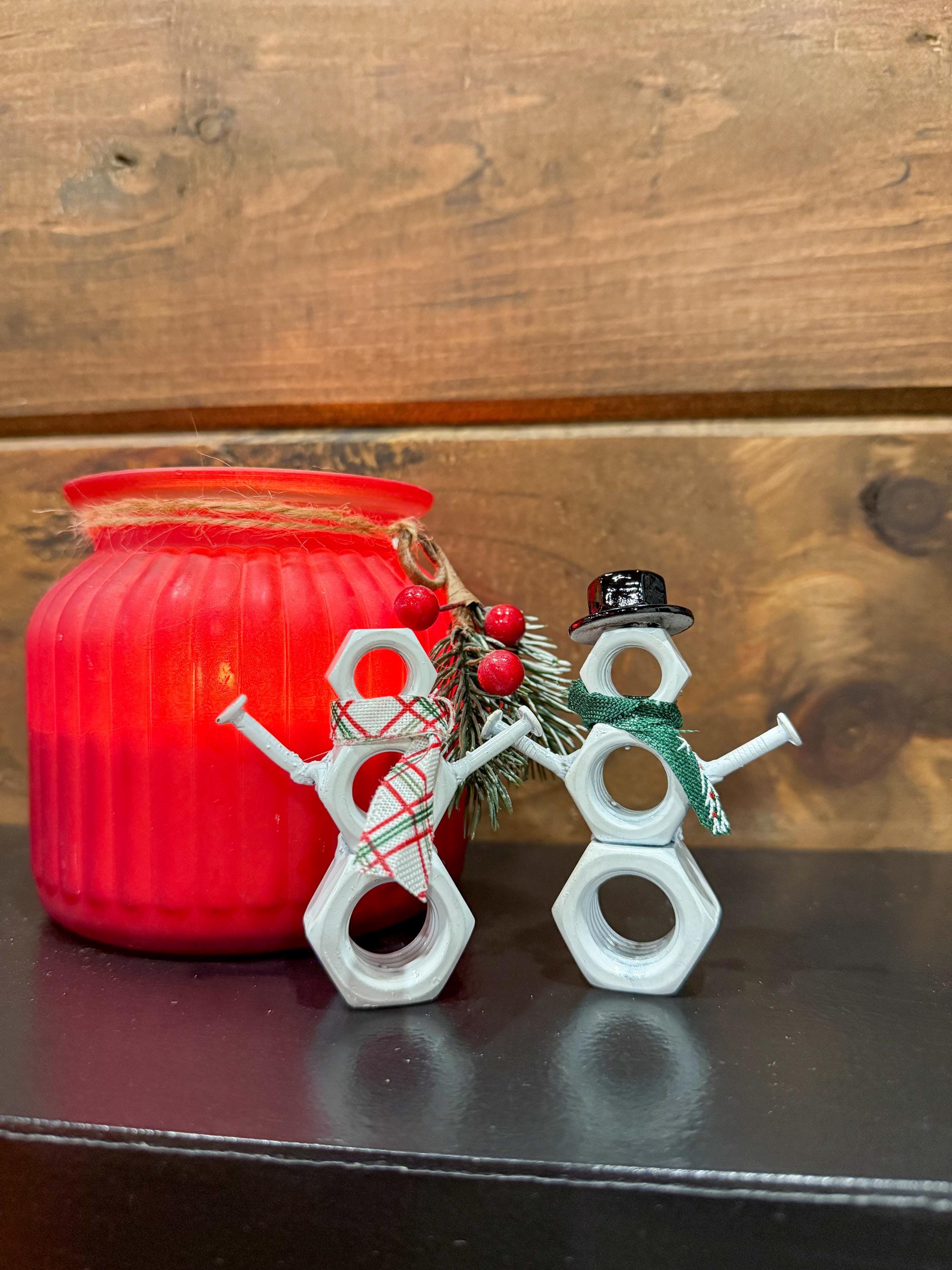 Welded Nut & Bolt Snowman Family | Rustic Christmas Decor - Etsy