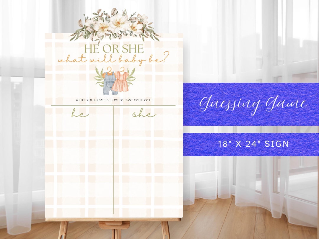 Gender Reveal Guessing Game Sign, Electronic Gender Reveal, Party E ...