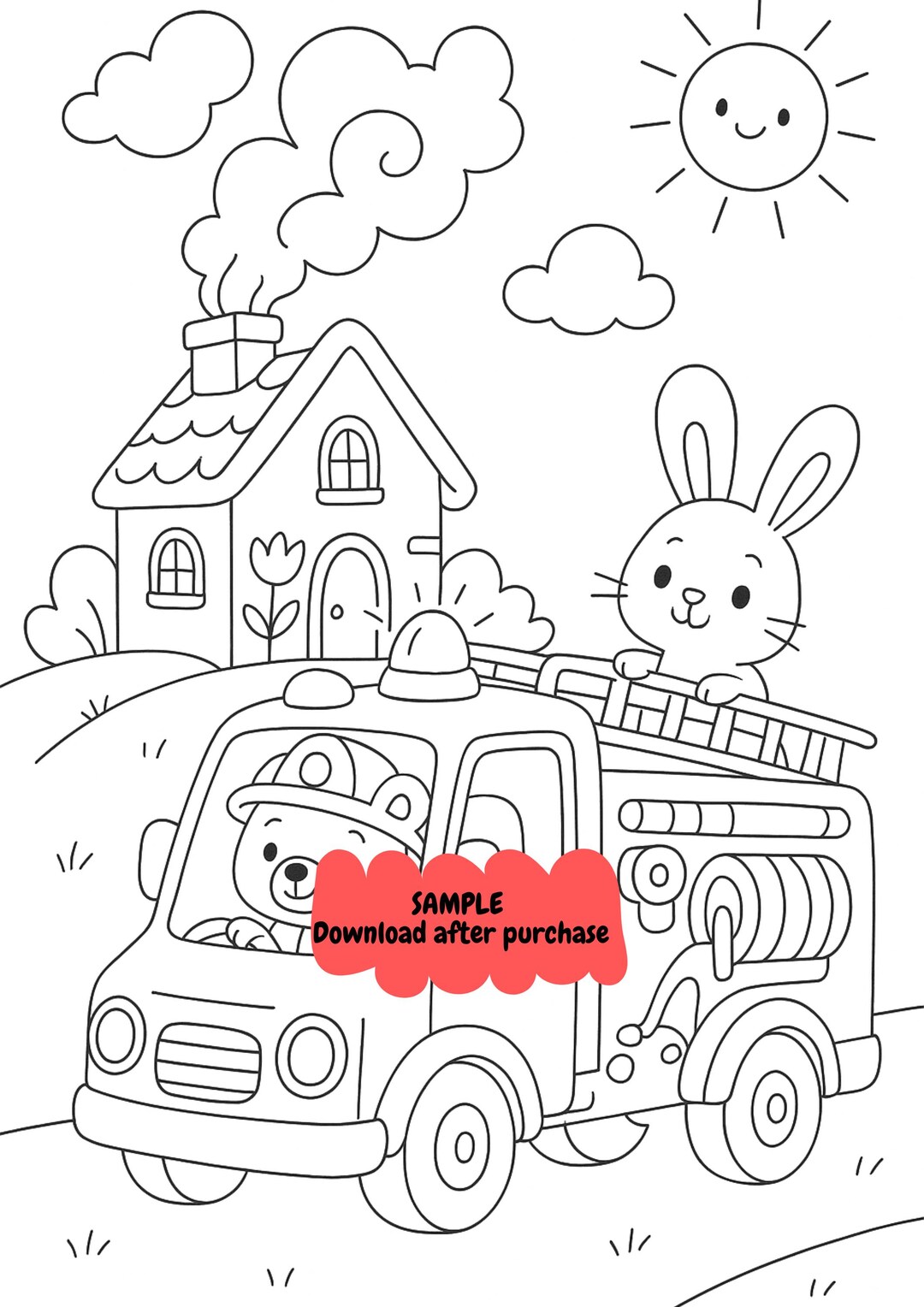 Fire Truck Coloring Page for Kids - Printable Fire Engine Activity ...