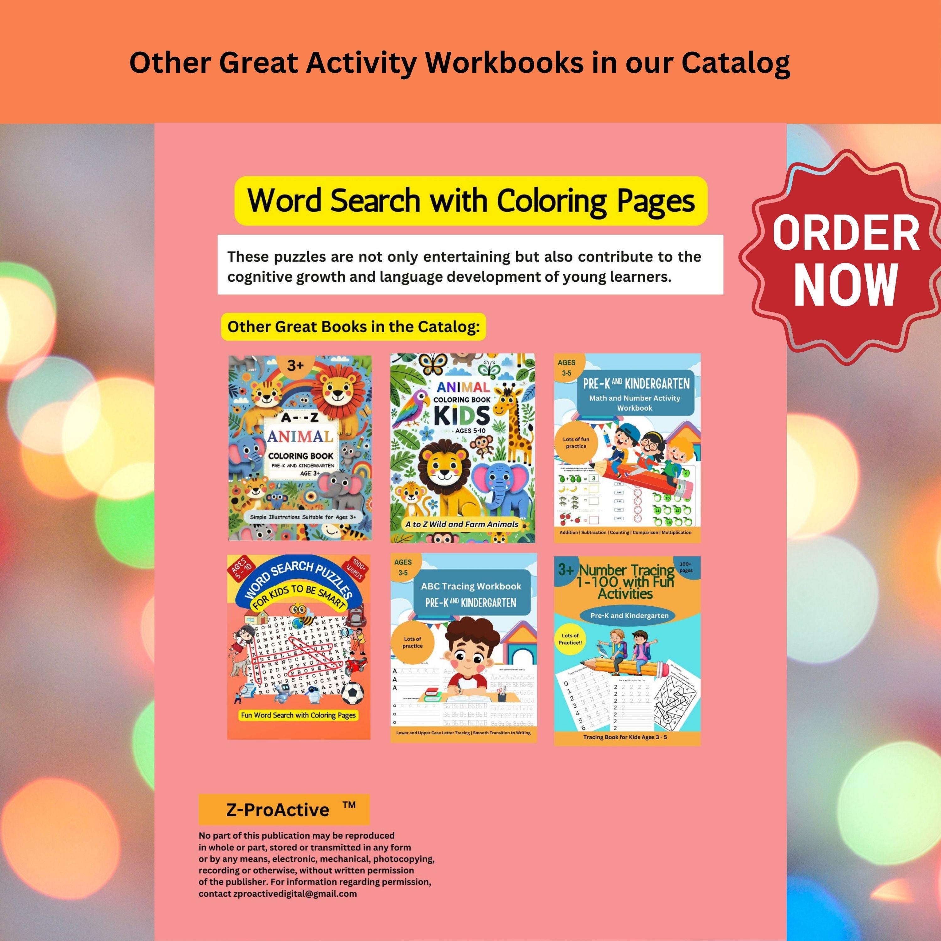 Word Search Puzzle Book With Coloring Pages: 1000+ Words of Fun and ...