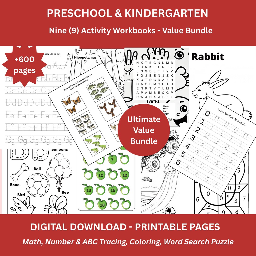 Preschool Pre-k & Kindergarten Learning Bundle | +600 Pages | Printable ...