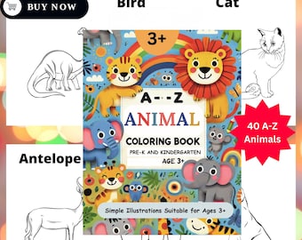 A to Z Animal Coloring Book for Kids. Wild and Farm Animals - Etsy