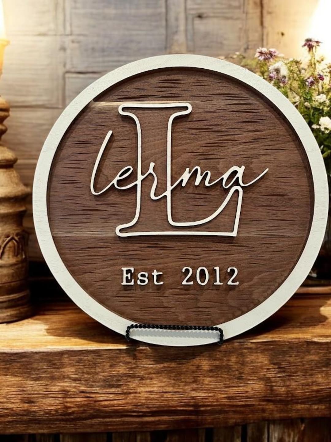 Custom Carved Monogram Round Sign, Wedding Gift, Personalized House ...
