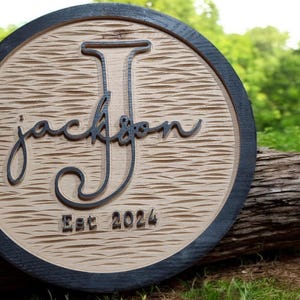 Custom Carved Monogram Round Sign, Wedding Gift, Personalized House ...