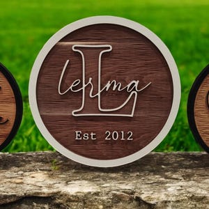 Custom Carved Monogram Round Sign, Wedding Gift, Personalized House ...