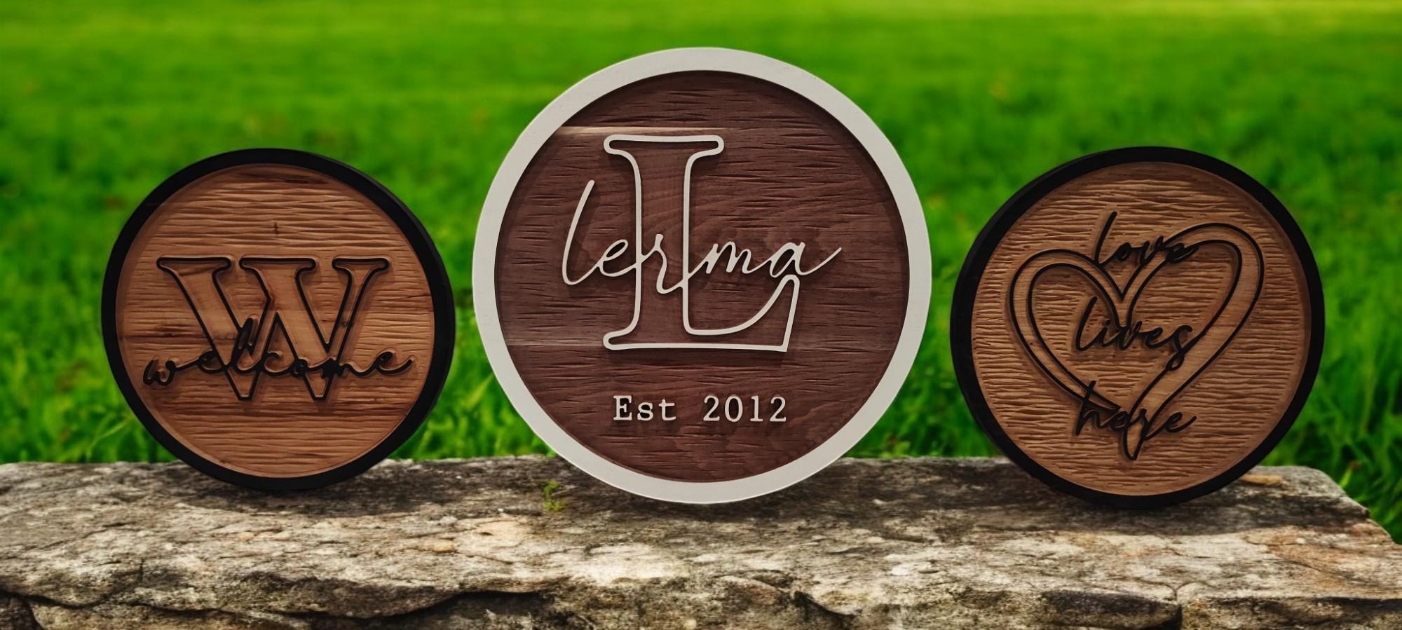 Custom Carved Monogram Round Sign, Wedding Gift, Personalized House ...