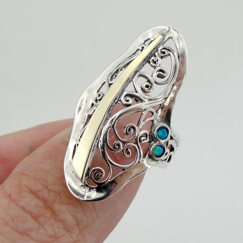 Long Silver Ring - Etsy