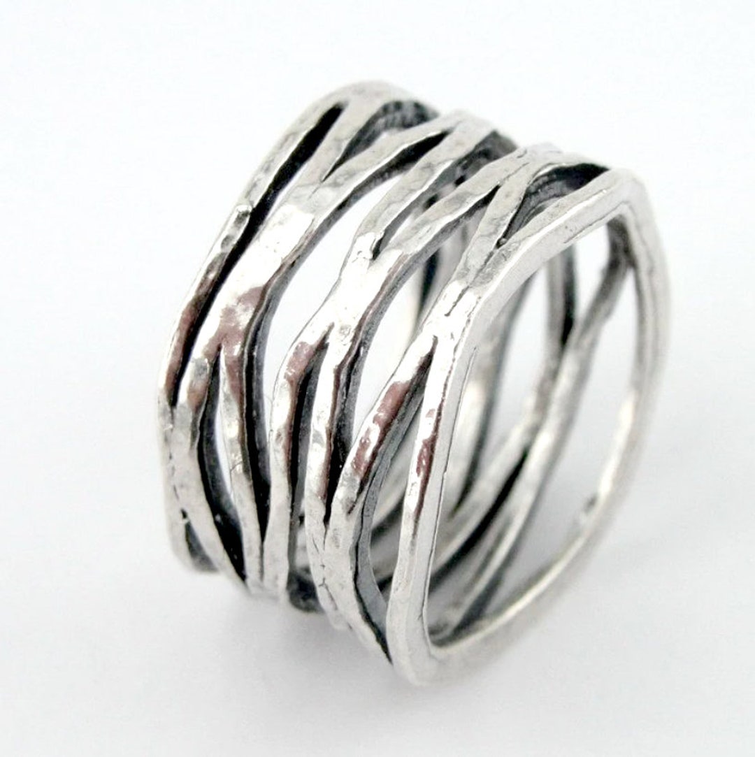 Unique Handcrafted 925 Sterling Silver Ring, Contemporary Design Wrap ...