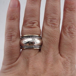 Swivel Gold Silver Ring 9k Gold Sterling Silver CZ Meditation - Etsy