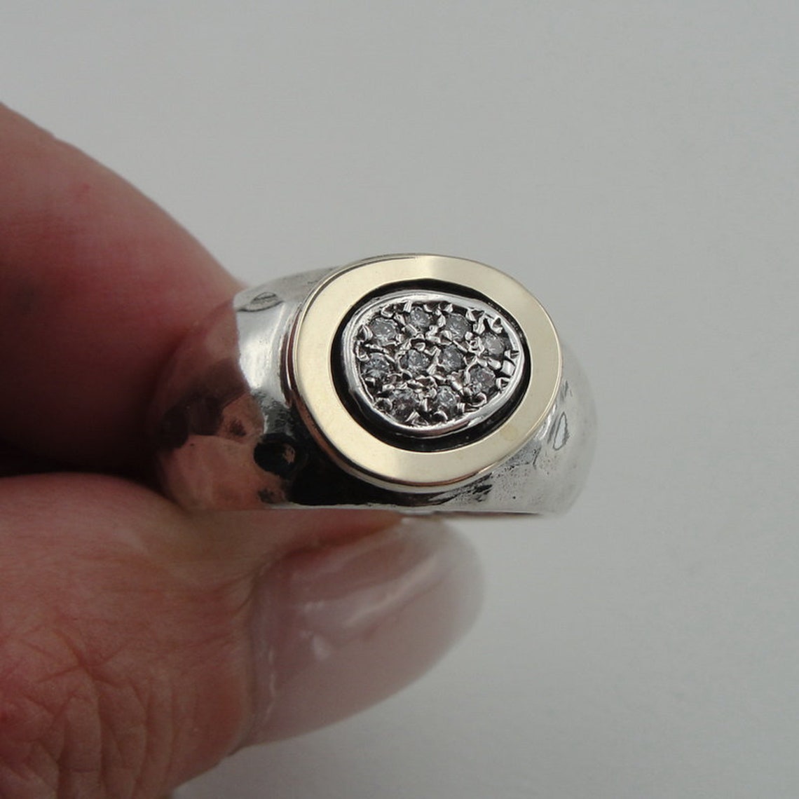 CZ Silver and Gold Ring 925 Sterling Silver and 9k Rose Gold - Etsy