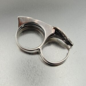 Two Tone 9k Yellow Gold and Sterling Silver Ring, Tow Fingers Silver ...