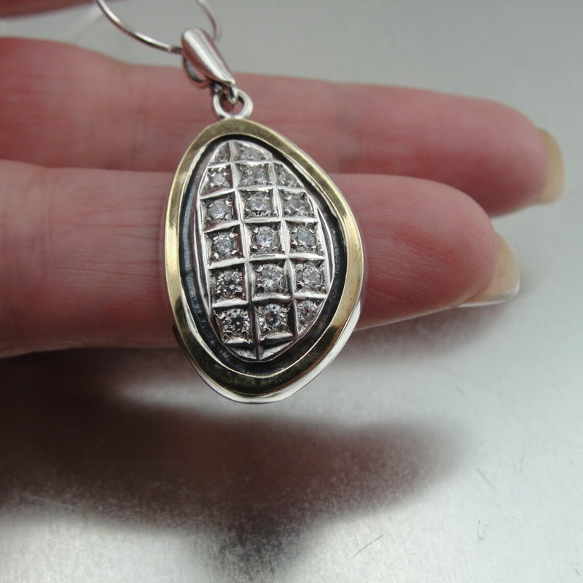 Art Deco White Sparkling CZ 925 Silver Pendant Cluster - Etsy