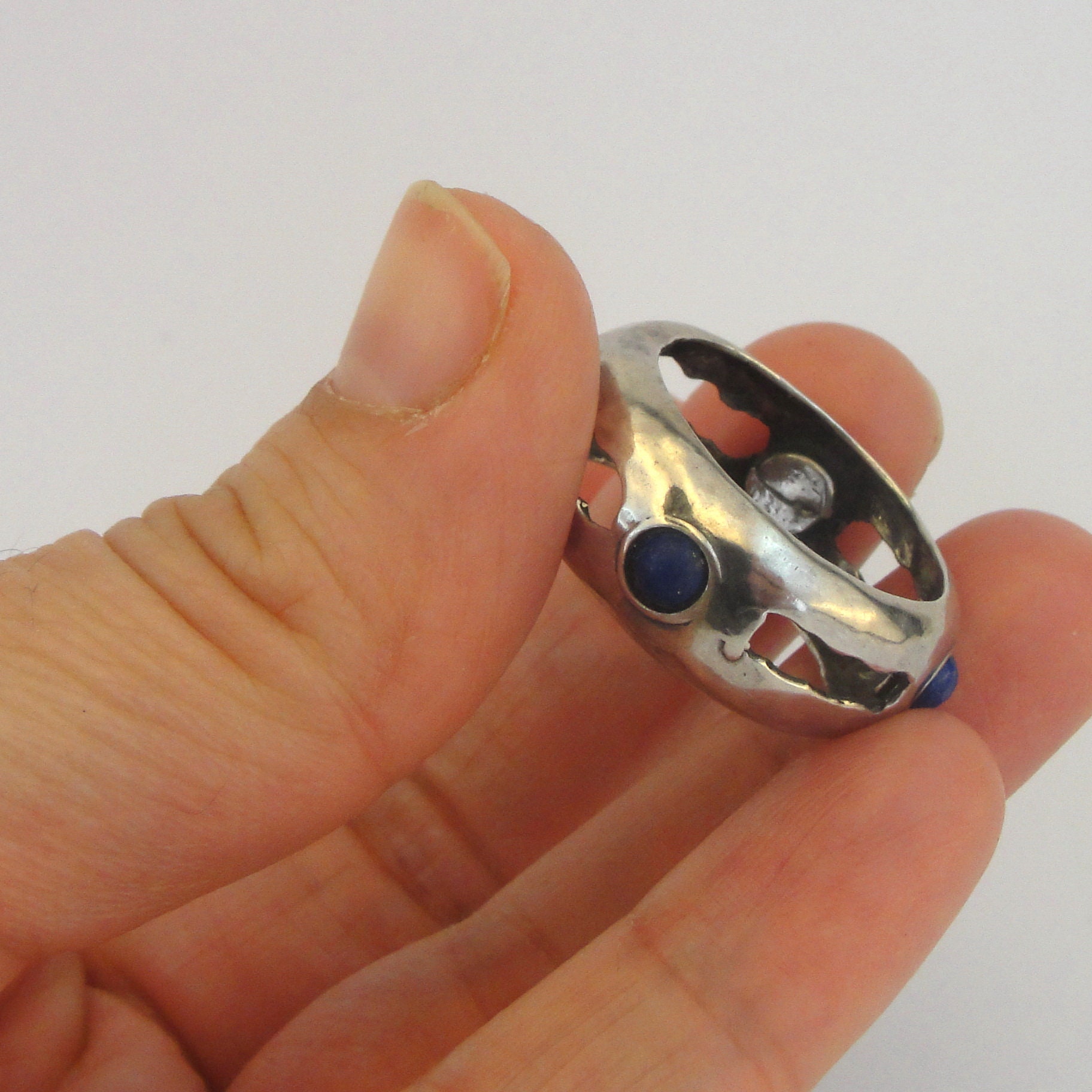 Lapis Ring 925 Sterling Silver Lapis band size 10 Silver | Etsy