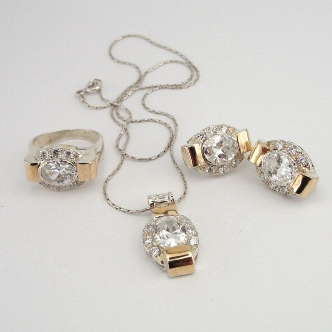 Handmade Zircon Silver Ring 925 Sterling Silver 9K Yellow - Etsy