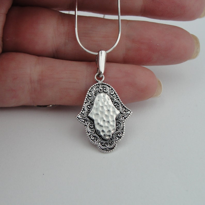 925 Sterling Silver Hamsa Pendant With 925 Silver Chain - Etsy