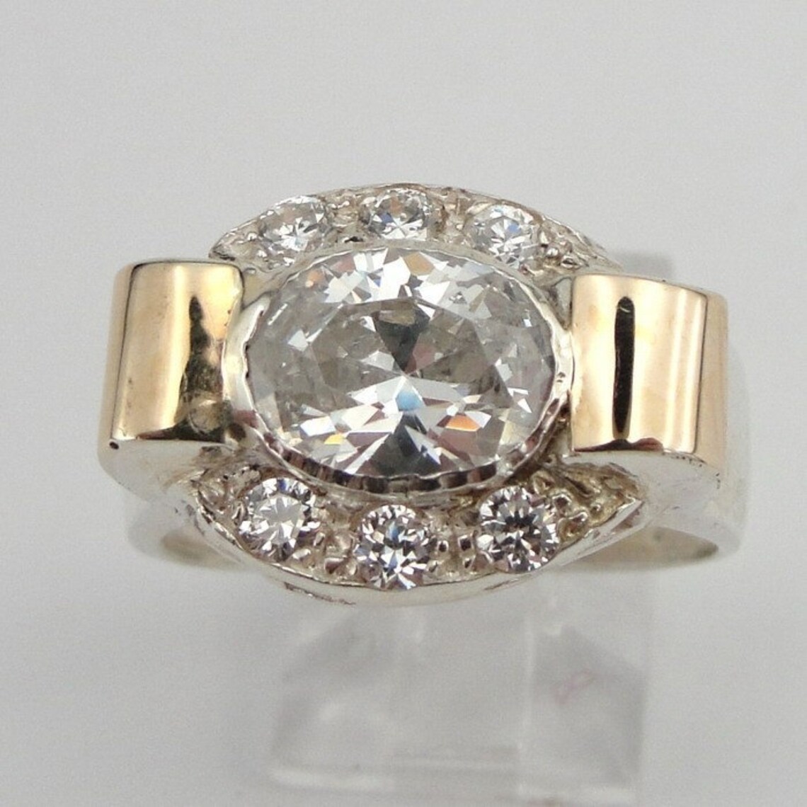 Handmade Zircon Silver Ring 925 Sterling Silver 9K Yellow - Etsy