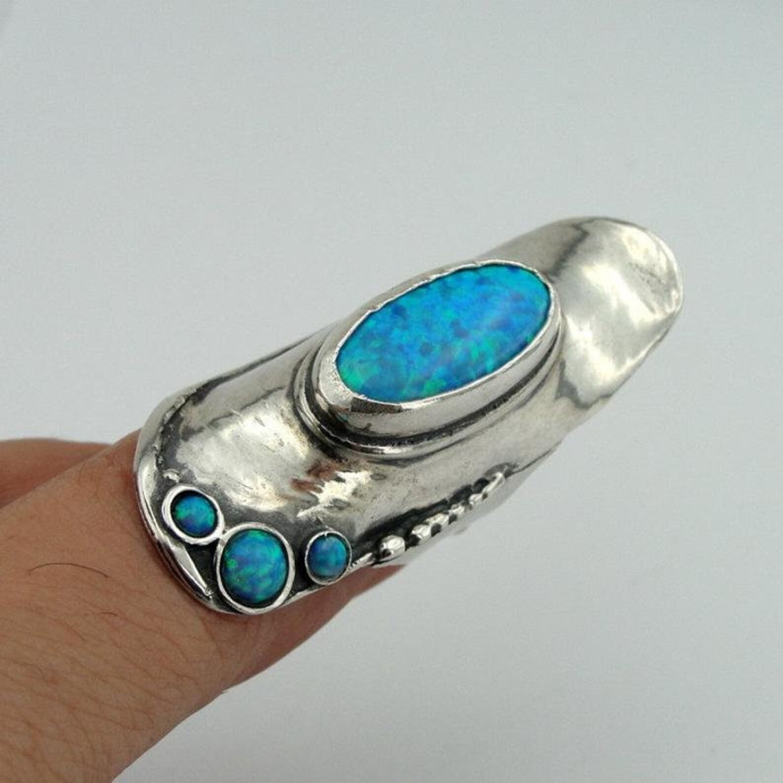 Opal 925 Sterling Silver Ring Handcrafted Long Opal Ring - Etsy